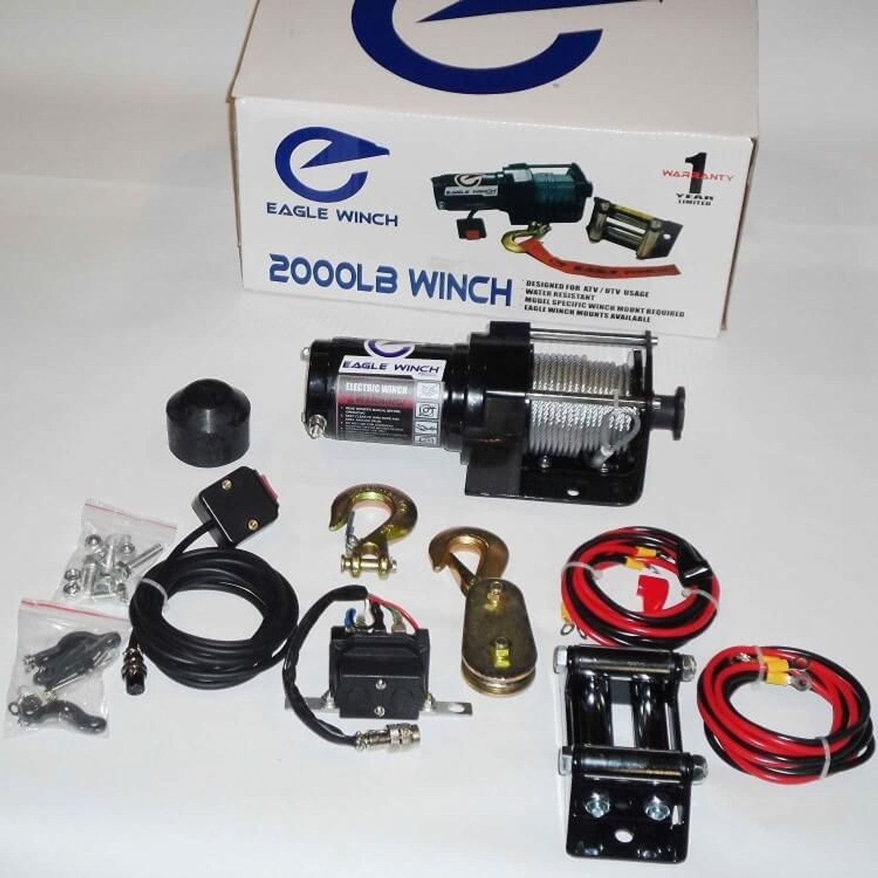 Powerful Polaris Ranger Winch 2000 Lb Capacity Eagle Plow Steel Cable