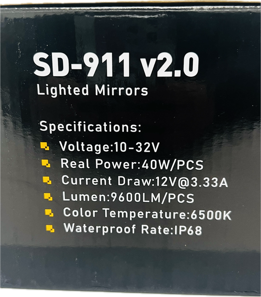Polaris Ranger All Aluminum Lighted Mirror (Set) by SD Lighting - SD ...