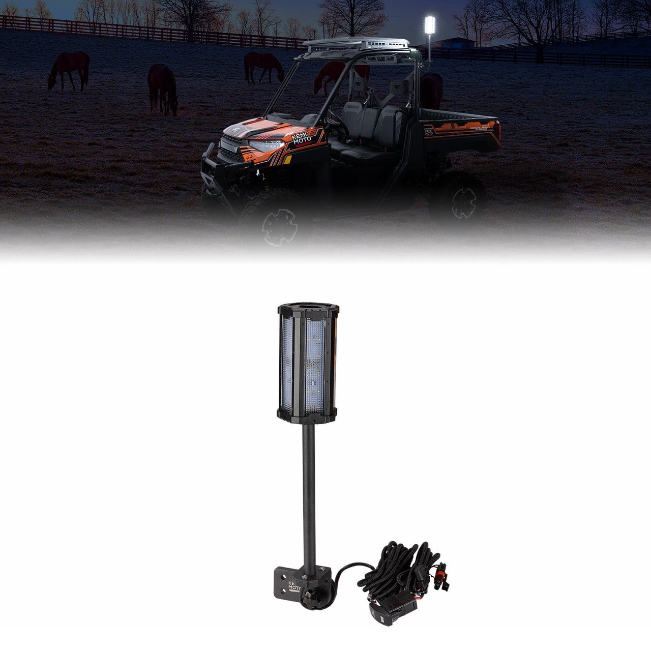 Polaris Ranger 1000 Upgraded Work Beacon Light by Kemimoto B0811-00003-BK