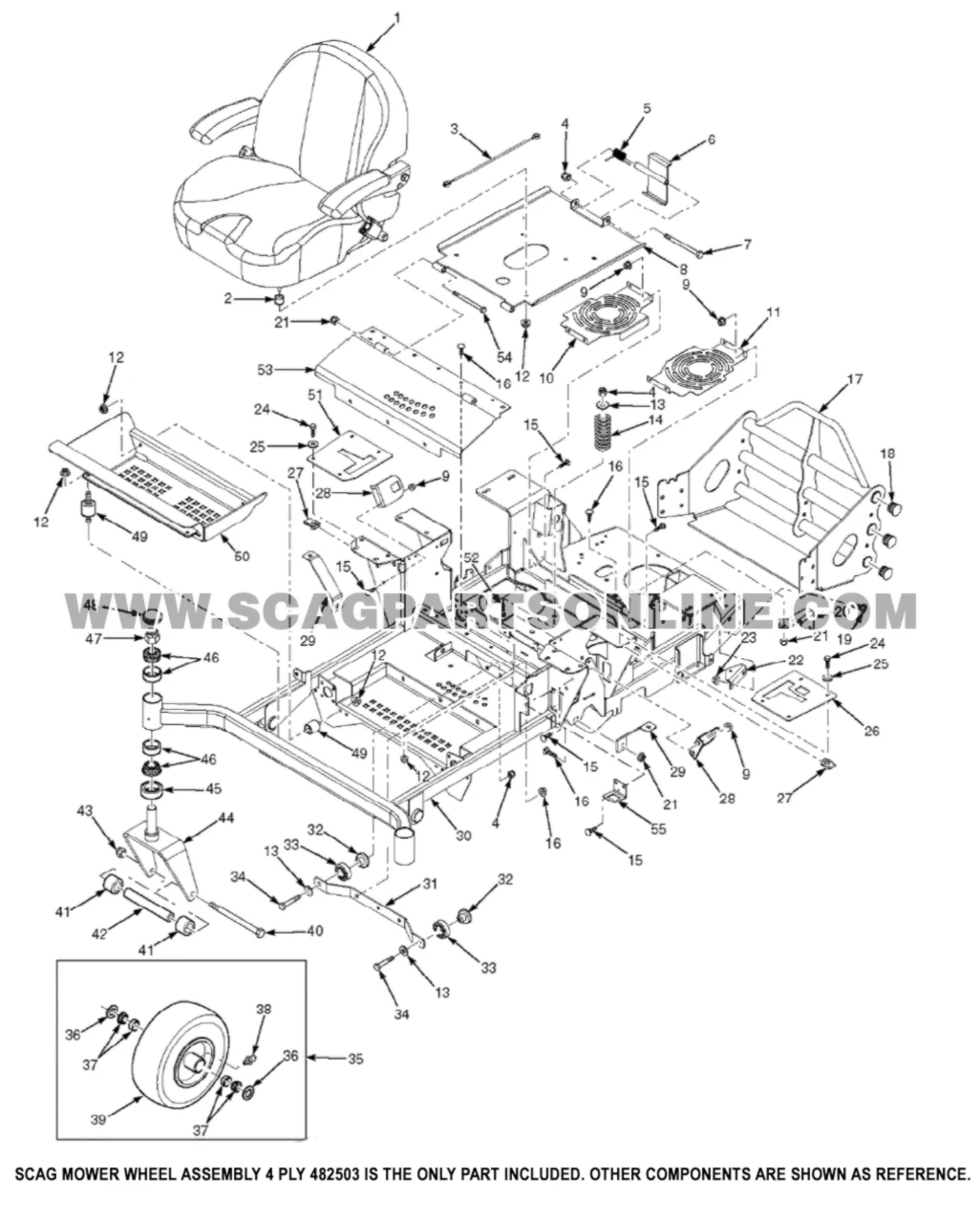 Scag Mower Wheel Assembly 4 PLY 482503 OEM