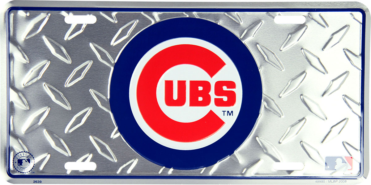 Hangtime MLB Chicago Cubs 6x12 License Plate Diamond Background