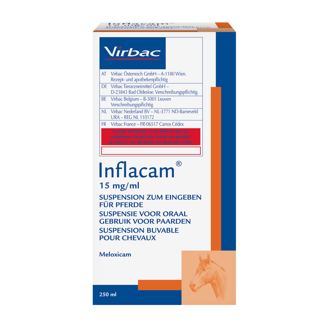 Inflacam 15 mg/ml Meloxicam Suspension für Pferde (250 ml) - Virbac Vet ...