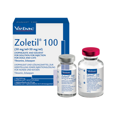 Zoletil 100 (50mg/ml Tiletamin + 50mg/ml Zolazepam) für Hunde und ...