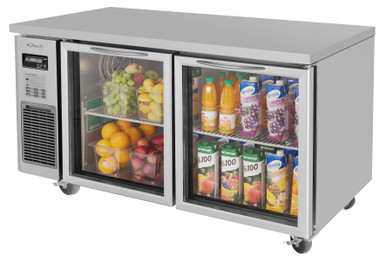 Turbo Air 2 Glass Doors Undercounter Refrigerator