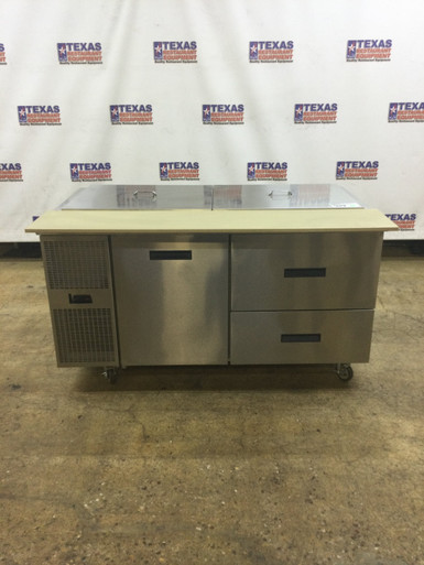 Randell 60” 1 Door 2 Drawer Sandwich Salad Prep Table W/caster