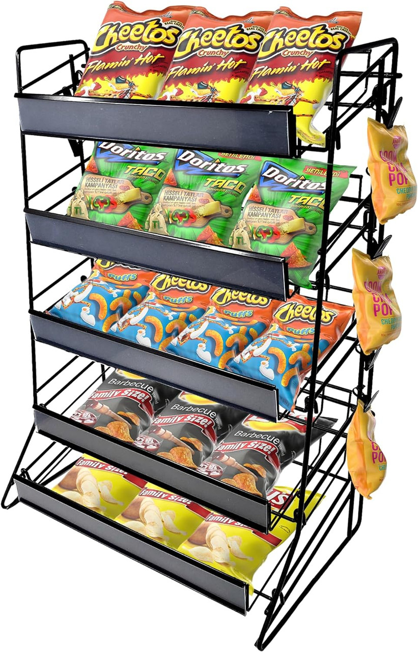 5 Tier Counter Top Snack Rack - Black or White - Store Fixtures Direct