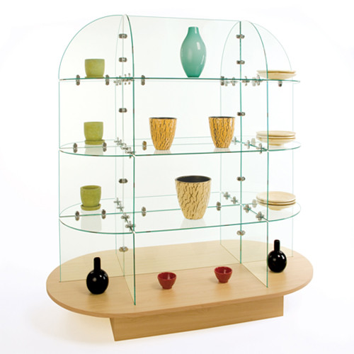Oval Glass Display with Melamine Base - Store Fixtures Direct