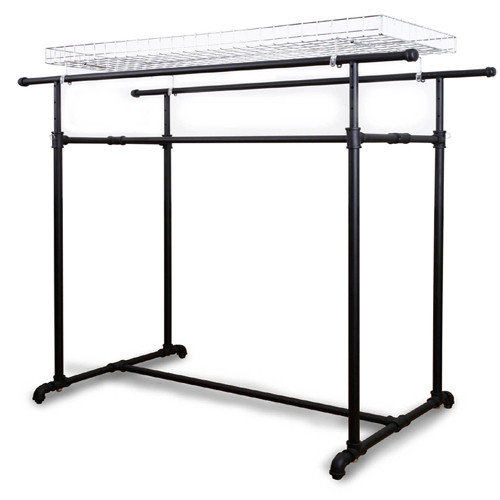 Black Pipe Double Bar Clothing Rack - Store Fixtures Direct