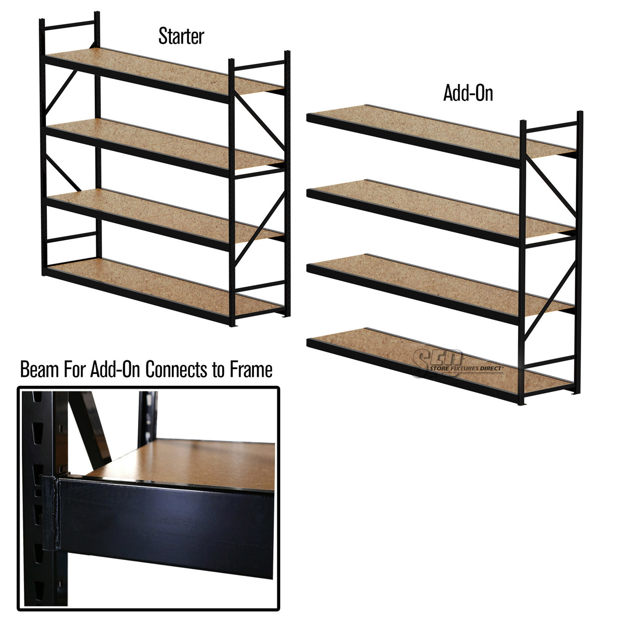 Wide Span Shelving Add-On Unit 96"L x 96"H x 24"D - Store Fixtures Direct