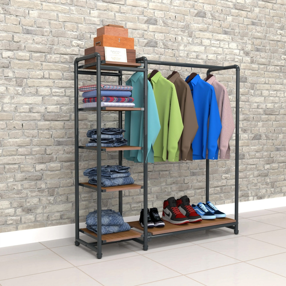 Grey Pipeline Shelf and Hangrail System - Store Fixtures Direct