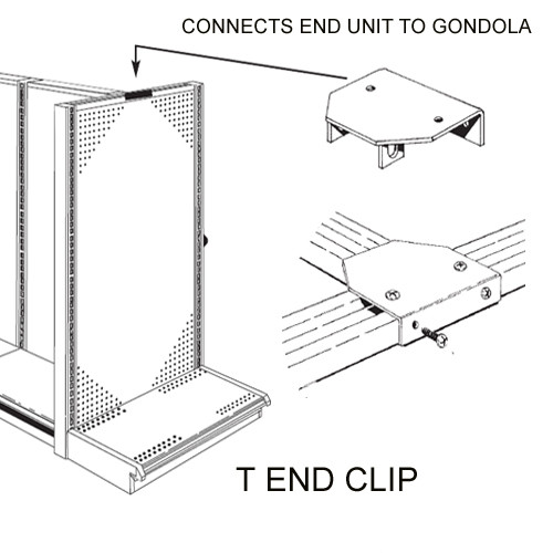 End Cap T Support Clip for Gondola End Unit