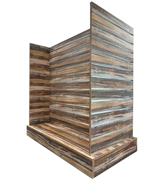 Deluxe Slatwall H Gondola with Metal Inserts 48" Long Rustic Wood Finish