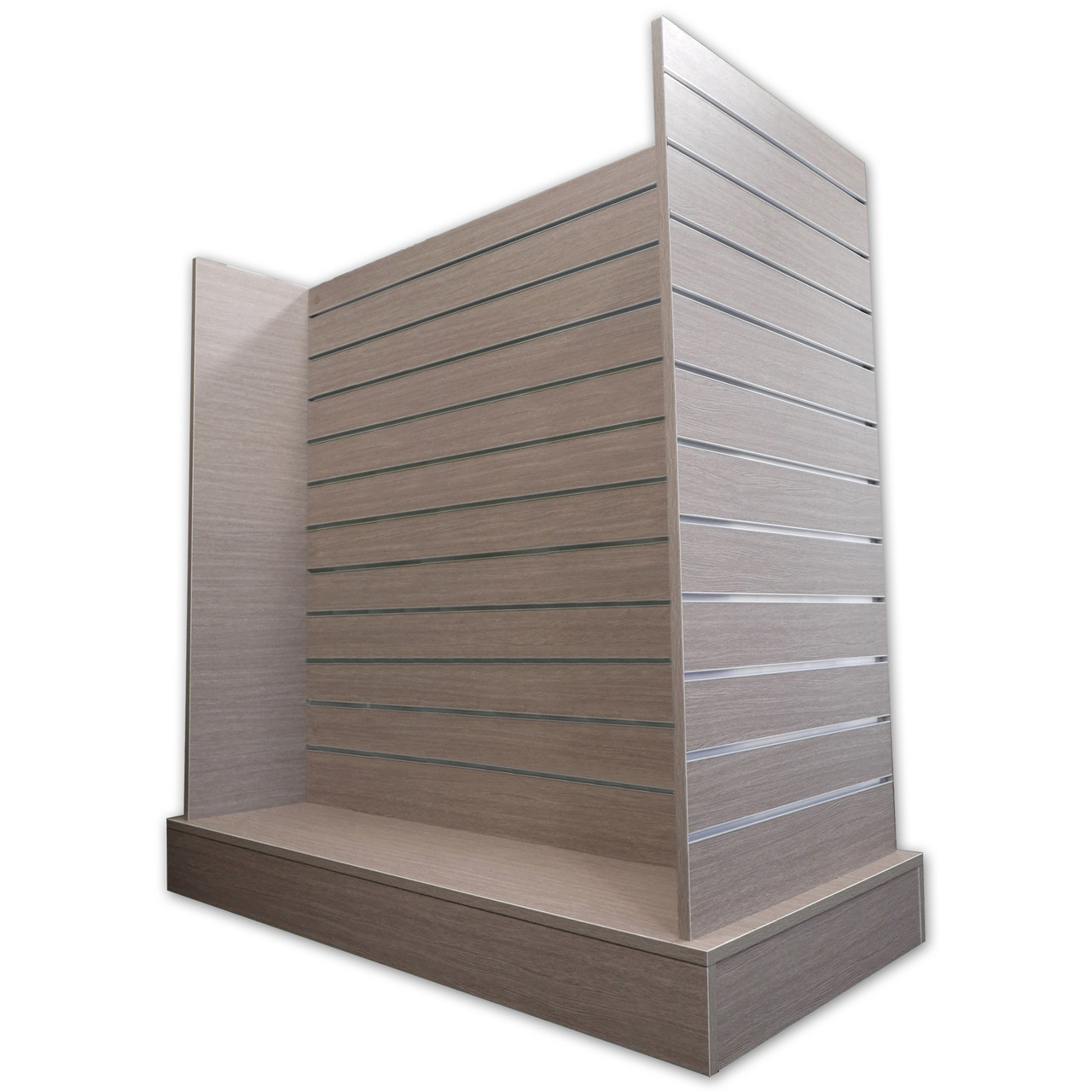 Deluxe Slatwall H Gondola with Metal Inserts 48" Long Gusty Oak Finish