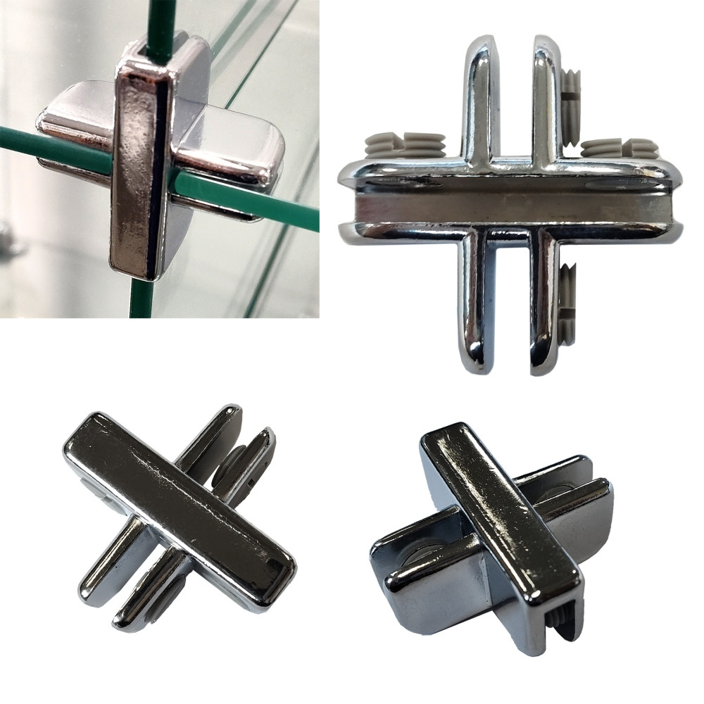4 Way Adjustable Add A Glass Shelf Connector - Store Fixtures Direct