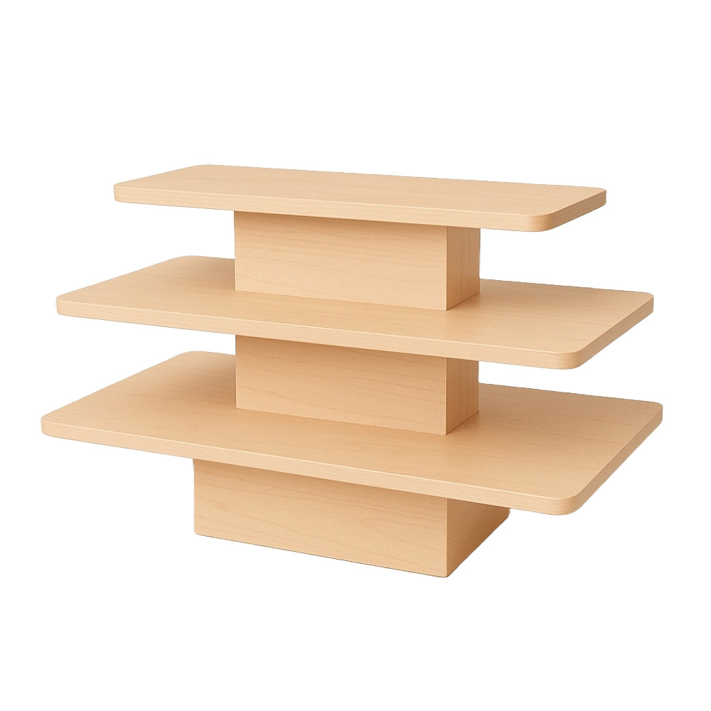 Deluxe Rectangle 3 Tier Table Maple - Store Fixtures Direct