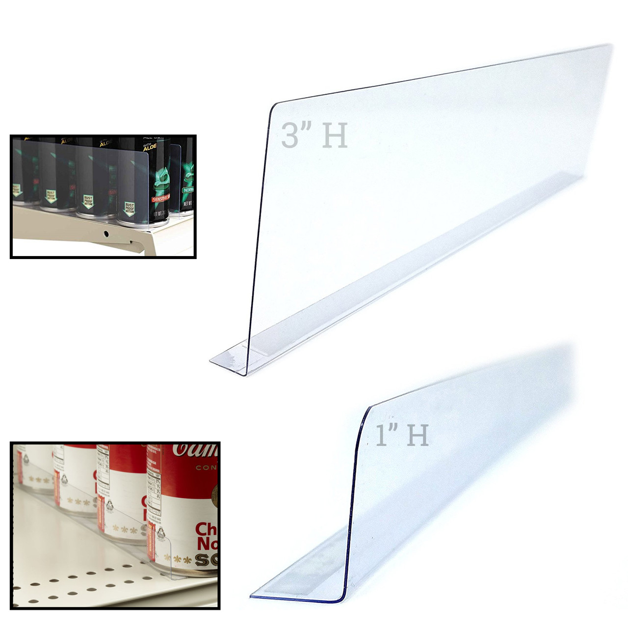 12" L Clear Self Adhesive Plastic Shelf Divider - Store Fixtures Direct