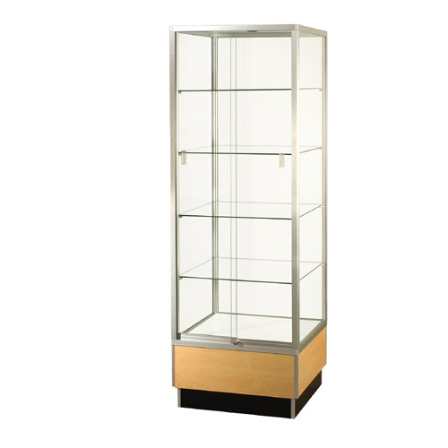 Black Aluminum Glass Tower Display Case - Store Fixtures Direct