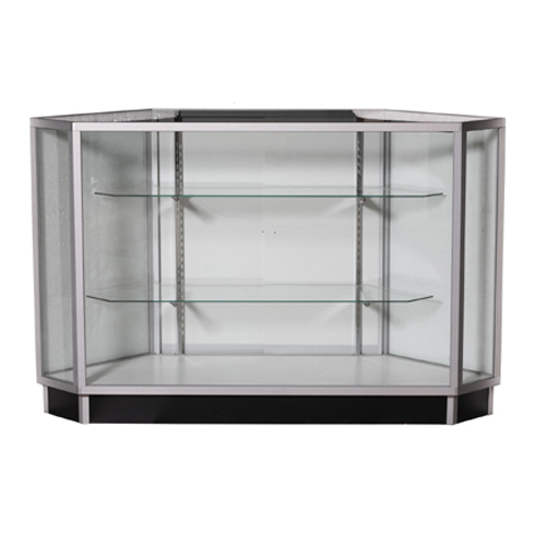Economy Extra Vision Glass Corner Showcase - Store Fixtures Direct