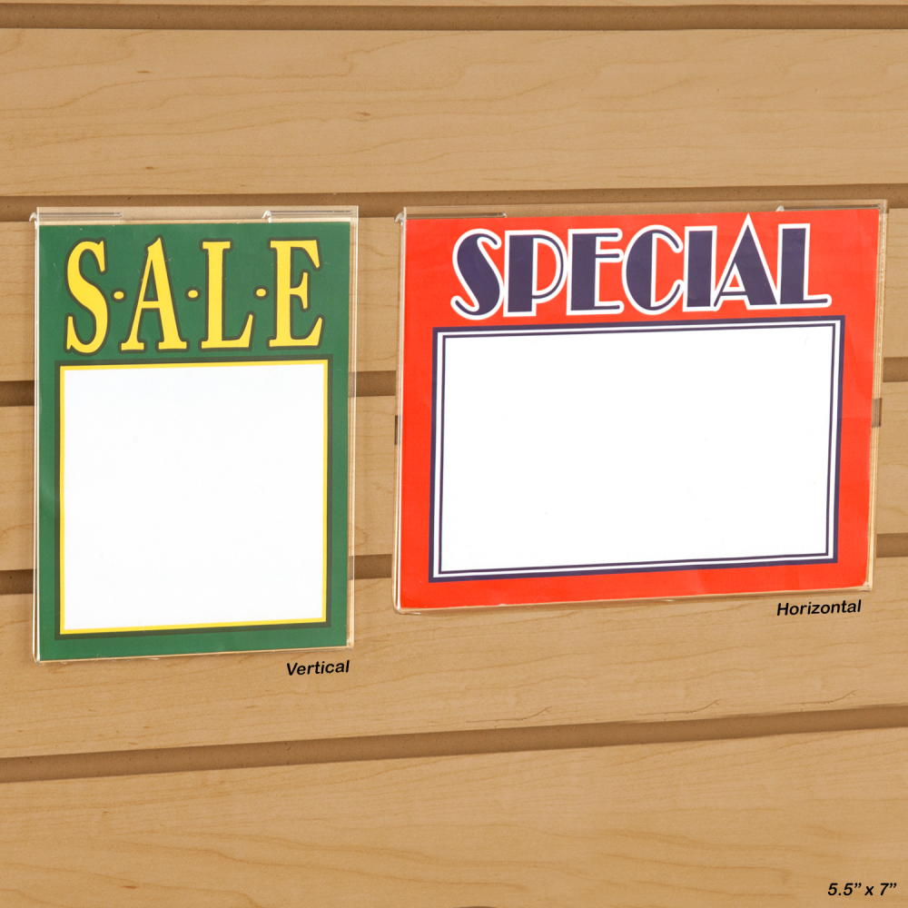 Slatwall / Gridwall Acrylic Sign Holder, Horizontal or Vertical, 5.5" x ...