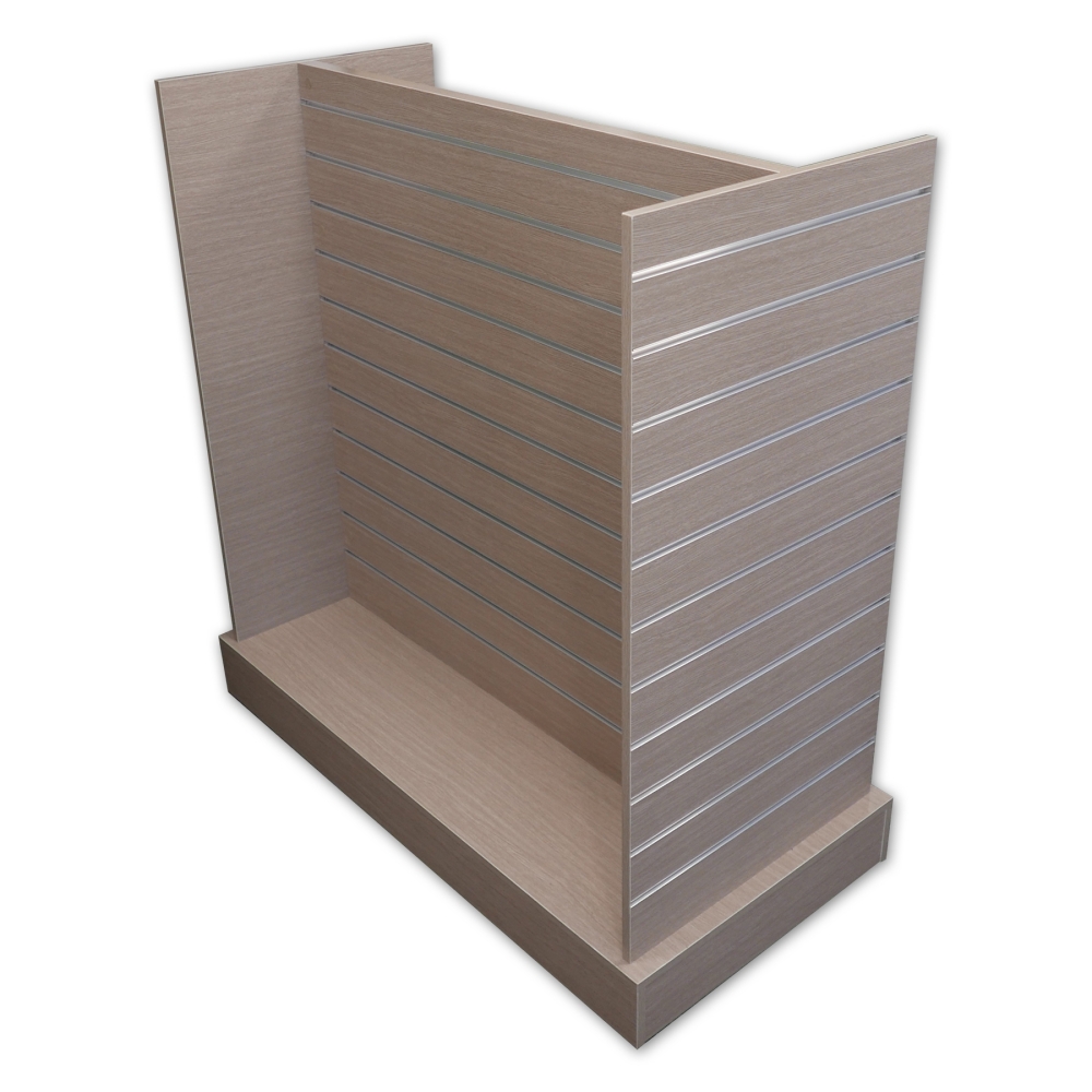 Deluxe Slatwall H Gondola with Metal Inserts 48" Long Gusty Oak Finish