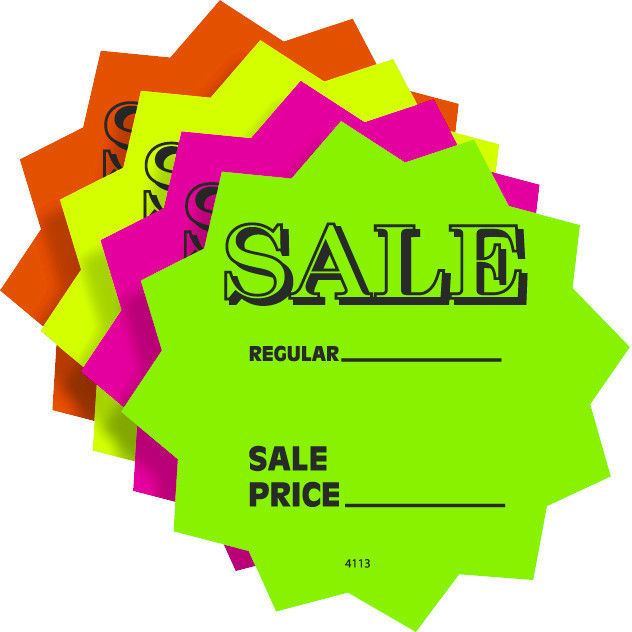 SALE Price Fluorescent Star Signs - 100 Pack - Store Fixtures Direct