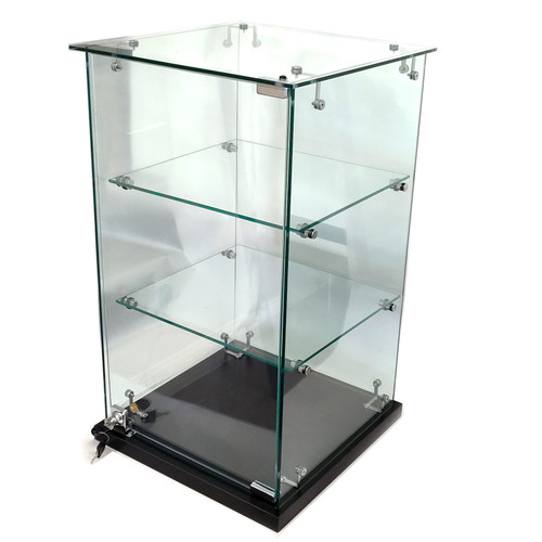 Frameless glass display case store