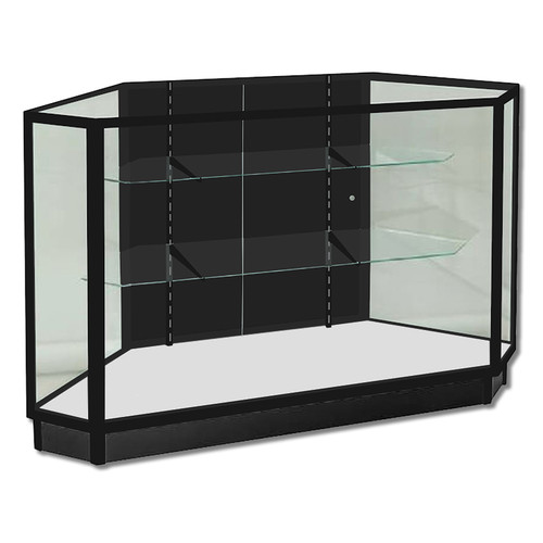 Black Economy Extra Vision Glass Corner Showcase - Store Fixtures Direct