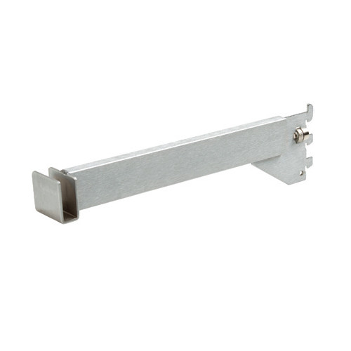 Satin Chrome Rectangular Hangrail Bracket, 12" L - Store Fixtures Direct