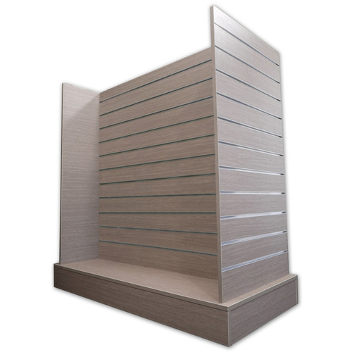 Deluxe Slatwall H Gondola with Metal Inserts 48" Long Gusty Oak Finish