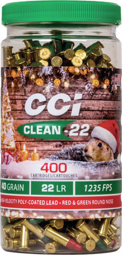 CCI Clean-22 .22 LR, 40gr, LRN - 400 Rounds [MPN: 946XMAS] (Bottle ...