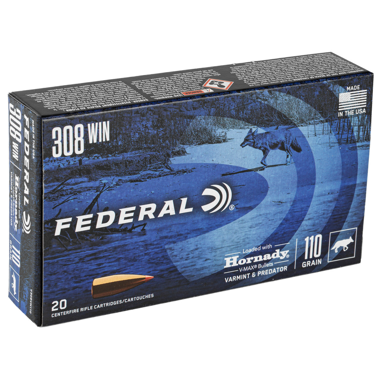 Federal Varmint & Predator .308 WIN/7.62 NATO, 110gr, V-Max - 20 Rounds ...