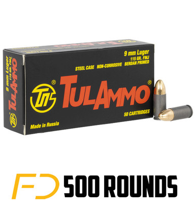 Tulammo 9MM, 115gr, FMJ - 500 Rounds - Firearms Depot