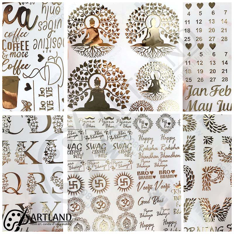 Gold Color Embossed Sticker Sheet A4 in Sri Lanka