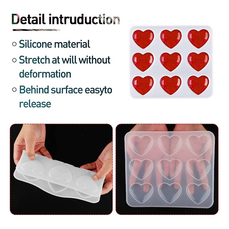 Puffy Heart Silicone Mold 9 Cavities in Sri Lanka
