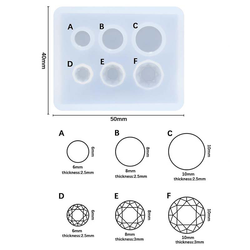 Cut Diamonds & Flat Round Resin Mold in Sri Lanka