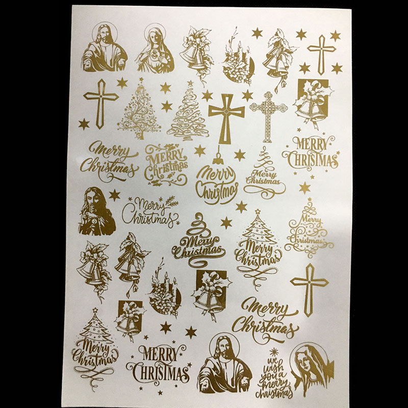 Christmas Theme Gold Color Sticker Sheet A4 in Sri Lanka