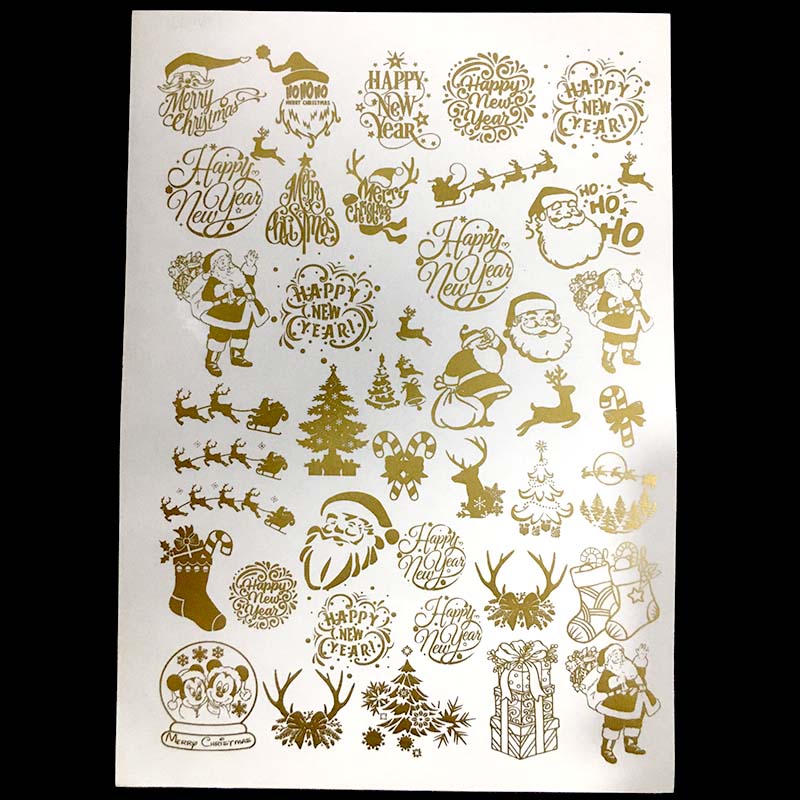 Christmas Theme Gold Color Sticker Sheet A4 in Sri Lanka