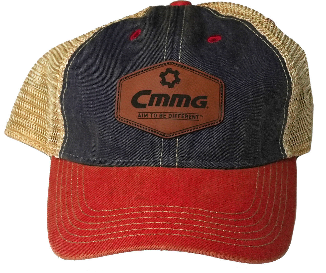 Hat, Legacy Leather Patch, Navy/Scarlet/Khaki | CMMG - AR 15 and AR 10 ...
