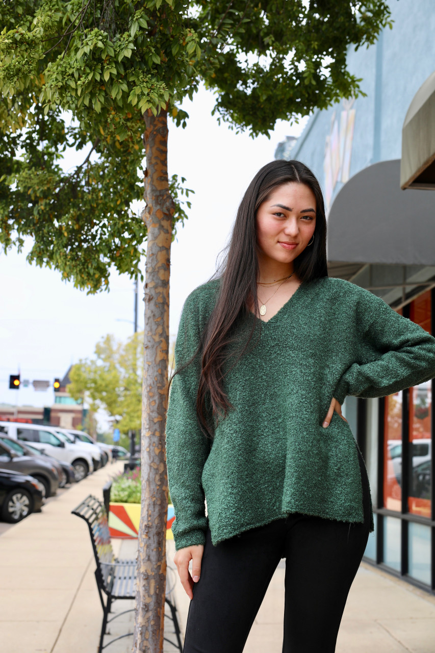 Knobby Knit Oversized Sweater - L.A. Green