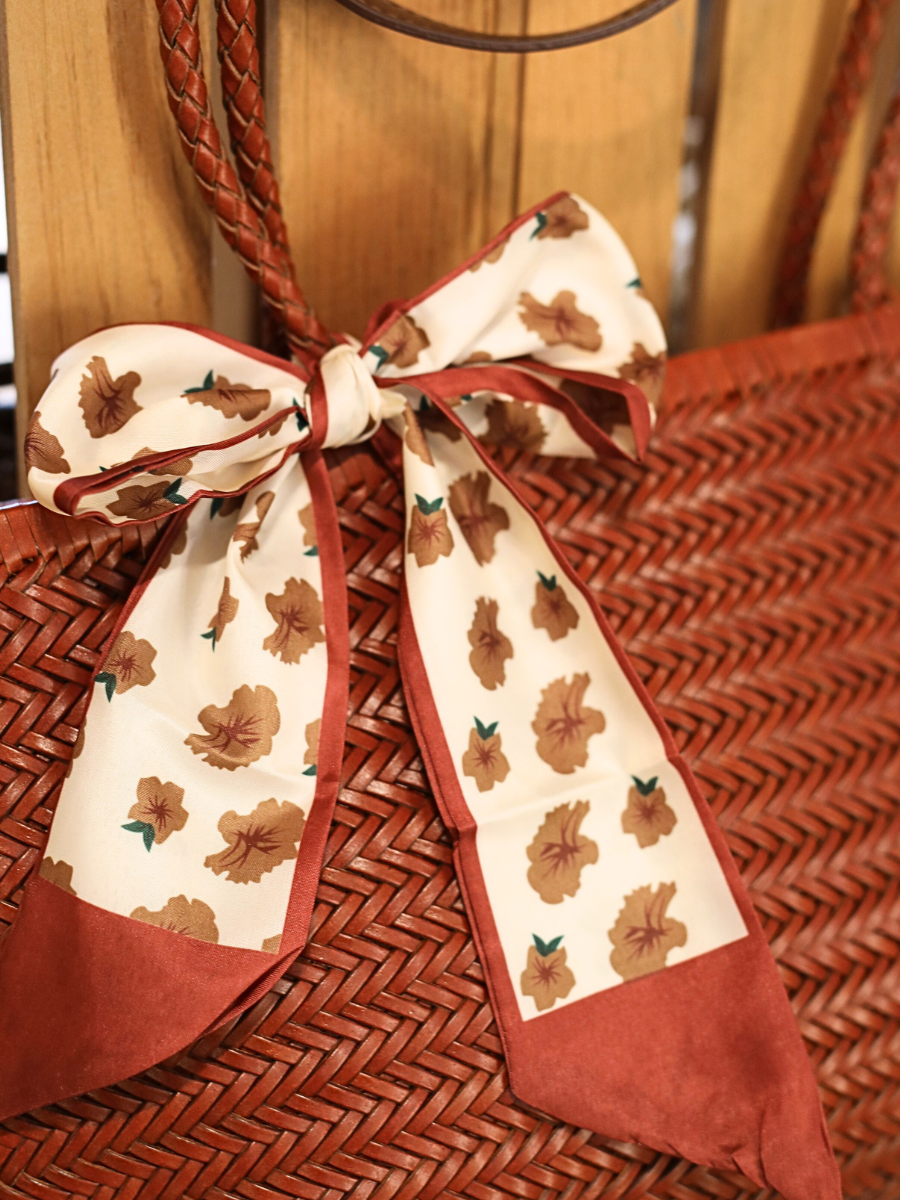 Flower Print Twilly Scarf - L.A. Green