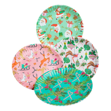 Vintage Christmas Pattern Melamine Paper Plate; set of 4. - L.A. Green
