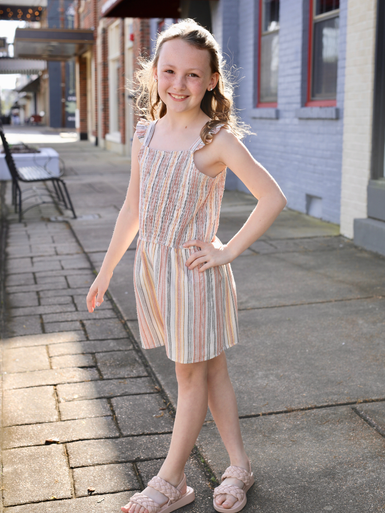 Tween Stripe Romper - L.A. Green