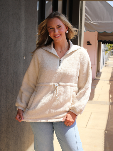 Fuzzy Teddy Drawstring Jacket - L.A. Green
