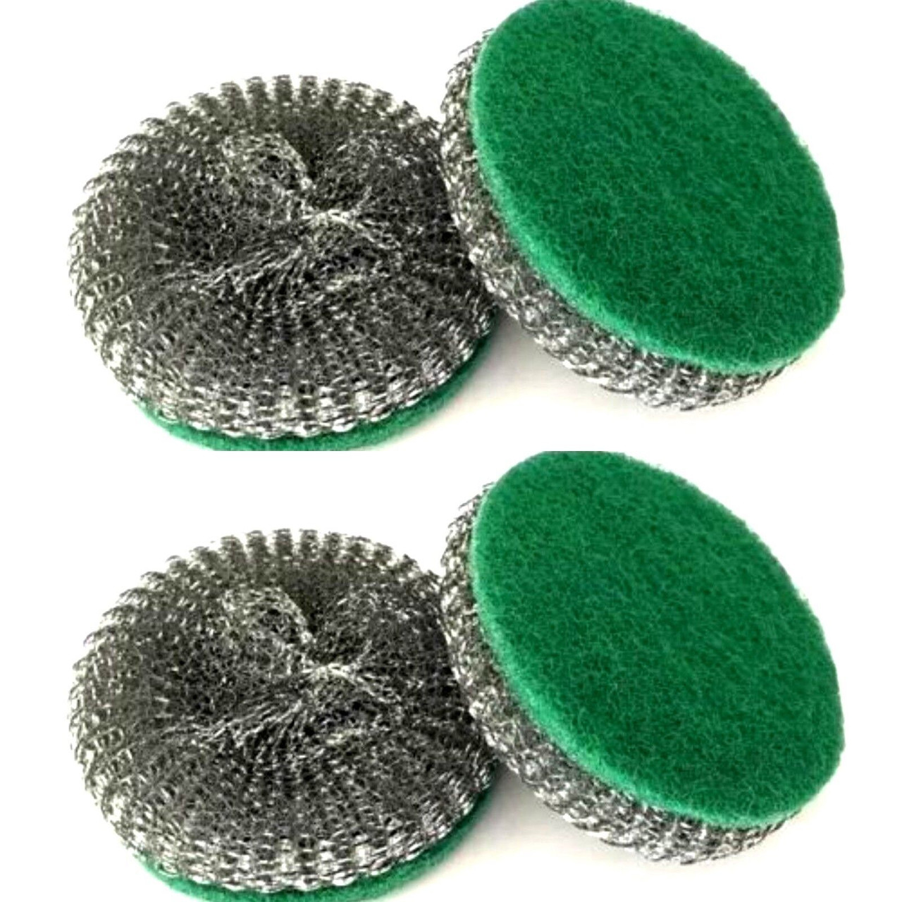 2 Packs of 2 Shining Stainless Steel Sponges Scrubbers Heavy Duty Scrub ...