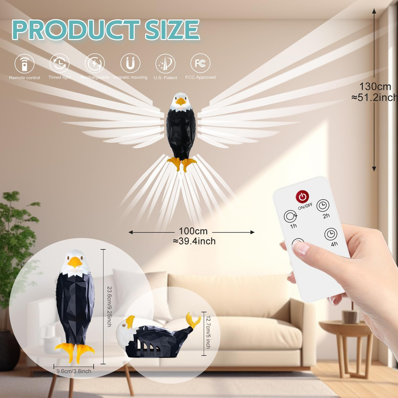 Eagle Wall Light Home Decoration Light USBC Charging LED Wall Light 600LM
