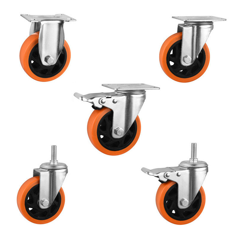 Orange PU Polyurethane Caster Wheels Industrial Heavy Duty (Various ...