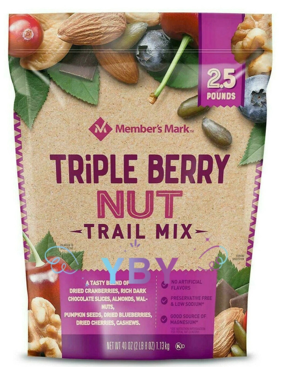 2 Packs Member's Mark Triple Berry Nut Trail Mix 40 oz Each Pack