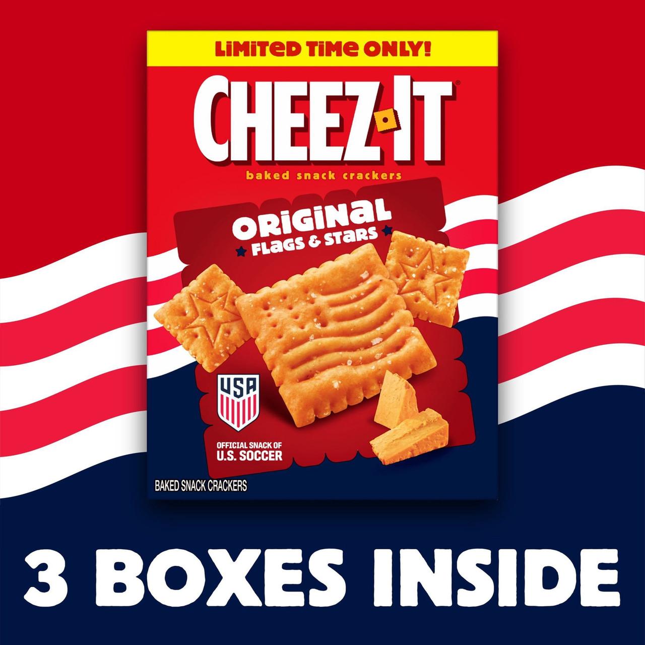 Cheez-It Flags & Stars Original Baked Snack Crackers, 12.4 OZ, 3 Packs