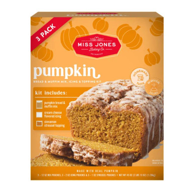 Miss Jones Pumpkin Bread & Muffin Mix Icing & Topping Kit 3 Pack 45 OZ ...