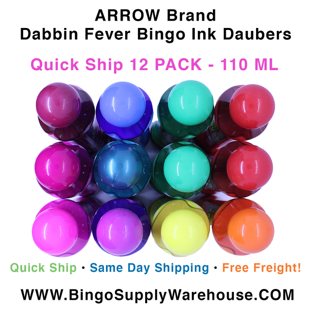 Arrow Dabbin Fever Bingo Ink Daubers Variety Colors 12 Pack - 110 ml ...